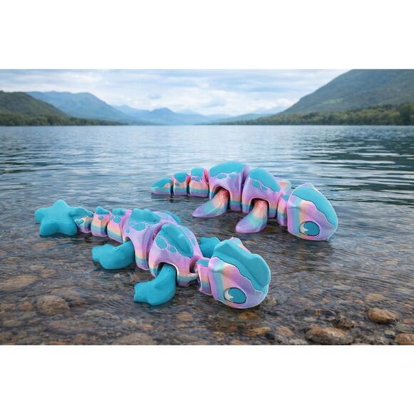 Toys | Loch Ness Monster 3d Printed Articulated Pair Cute Nessie Fidget ...